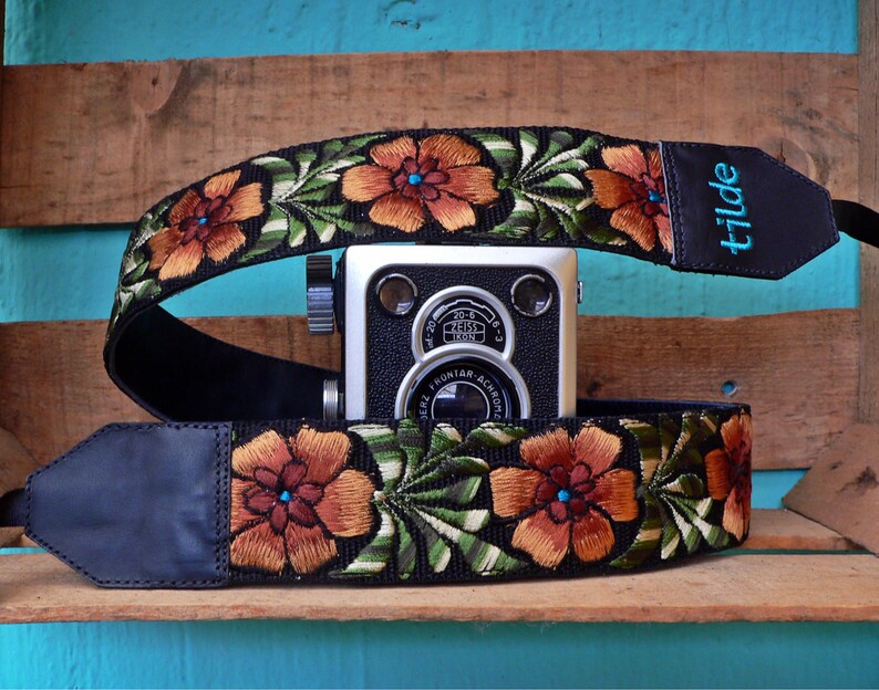 DSLR Leather Camera Strap With Traditional Guatemalan Embroidery ...