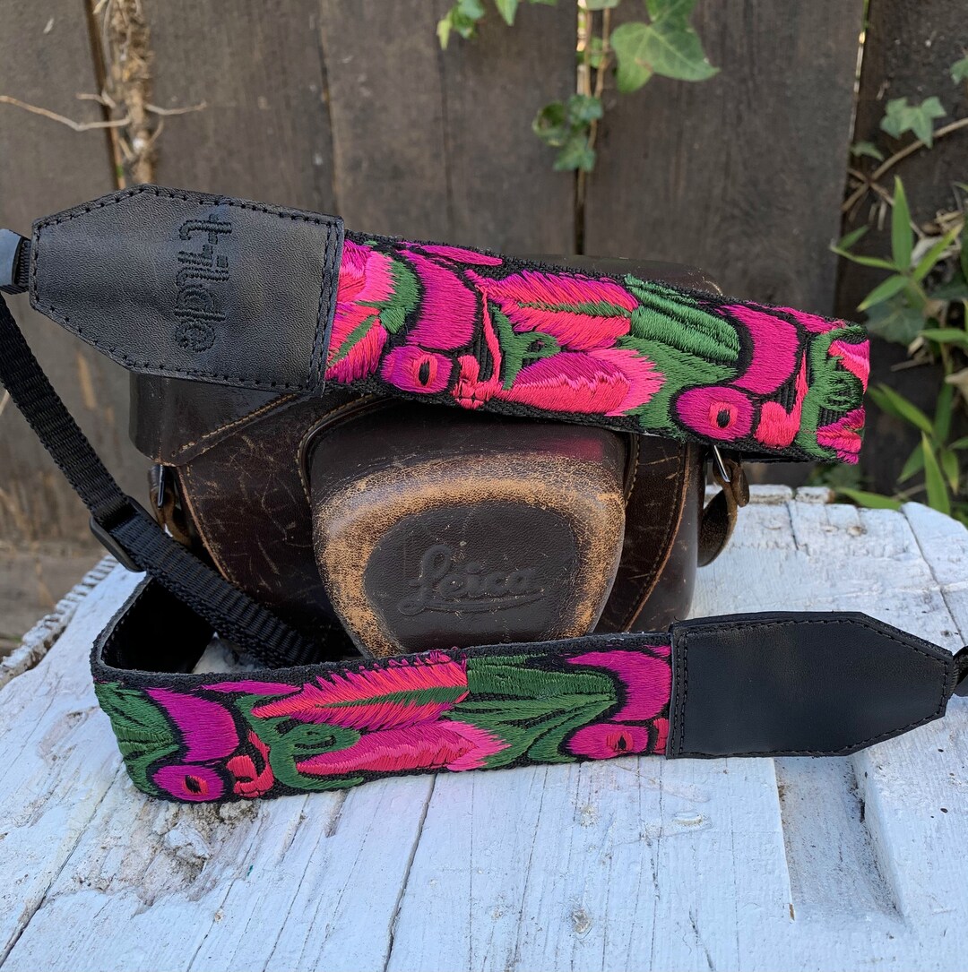 Slim Leather Camera Strap, DSLR Camera Strap, Guatemala Camera Strap ...