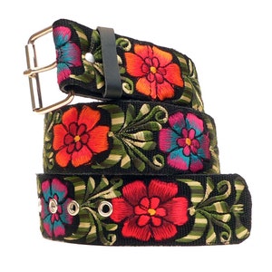 Leather Wide Belt, Colorful Belt, Floral Belt, Boho Hippie Chic, Gift ...