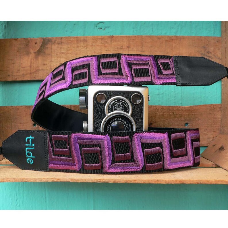 Leather Camera Strap, Purple Camera Strap, DSLR Camera Strap, Unique ...