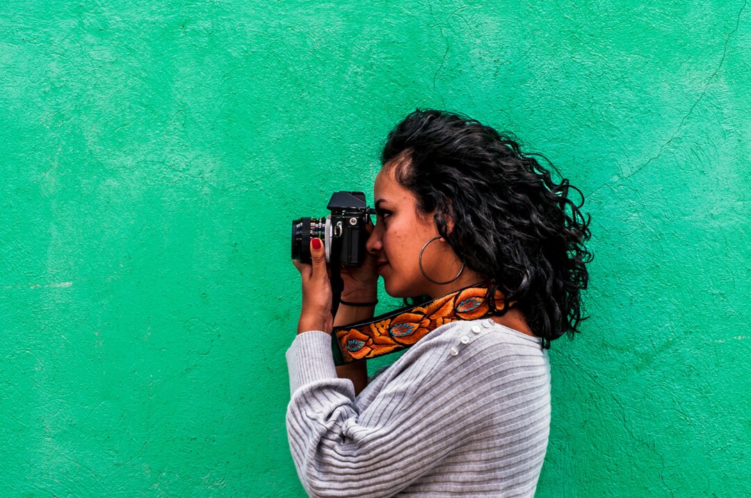Leather Camera Strap With Traditional Guatemalan Embroidery, DSLR ...
