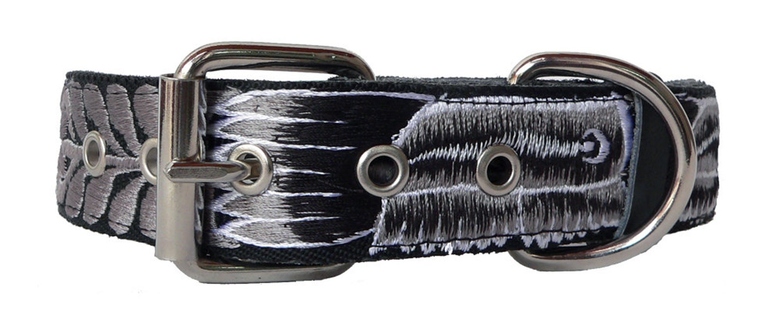 Leather Dog Collar Black Grey Dog Collar Birds Dog Collar - Etsy