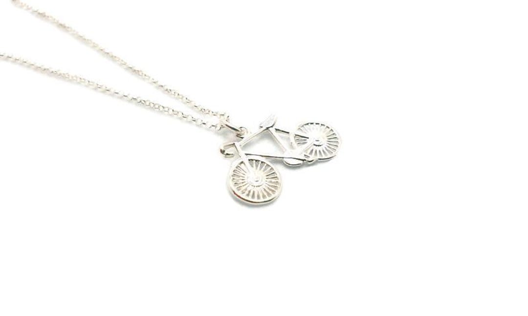 Bike Pendant Necklace in Sterling Silver 925, Unisex Cycling Bicycle ...