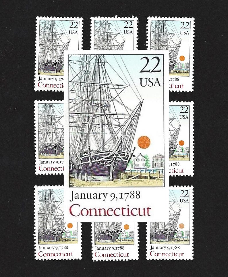 10 Connecticut Postage Stamps- Pack of (10) Vintage (issued in 1988 ...
