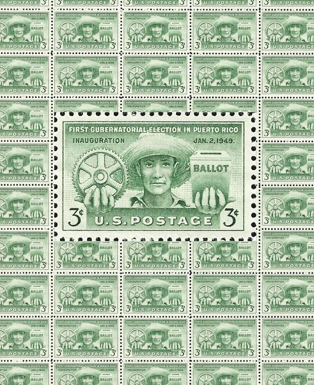 50 Puerto Rico Postage Stamps - Full Original Sheet of (50) Vintage ...