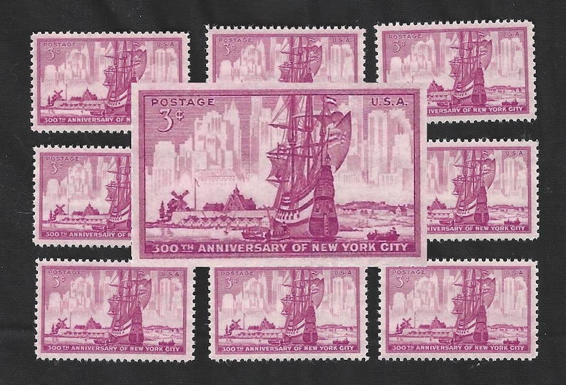 10 New York City Postage Stamps - Pack of (10) Vintage (issued in 1953 ...