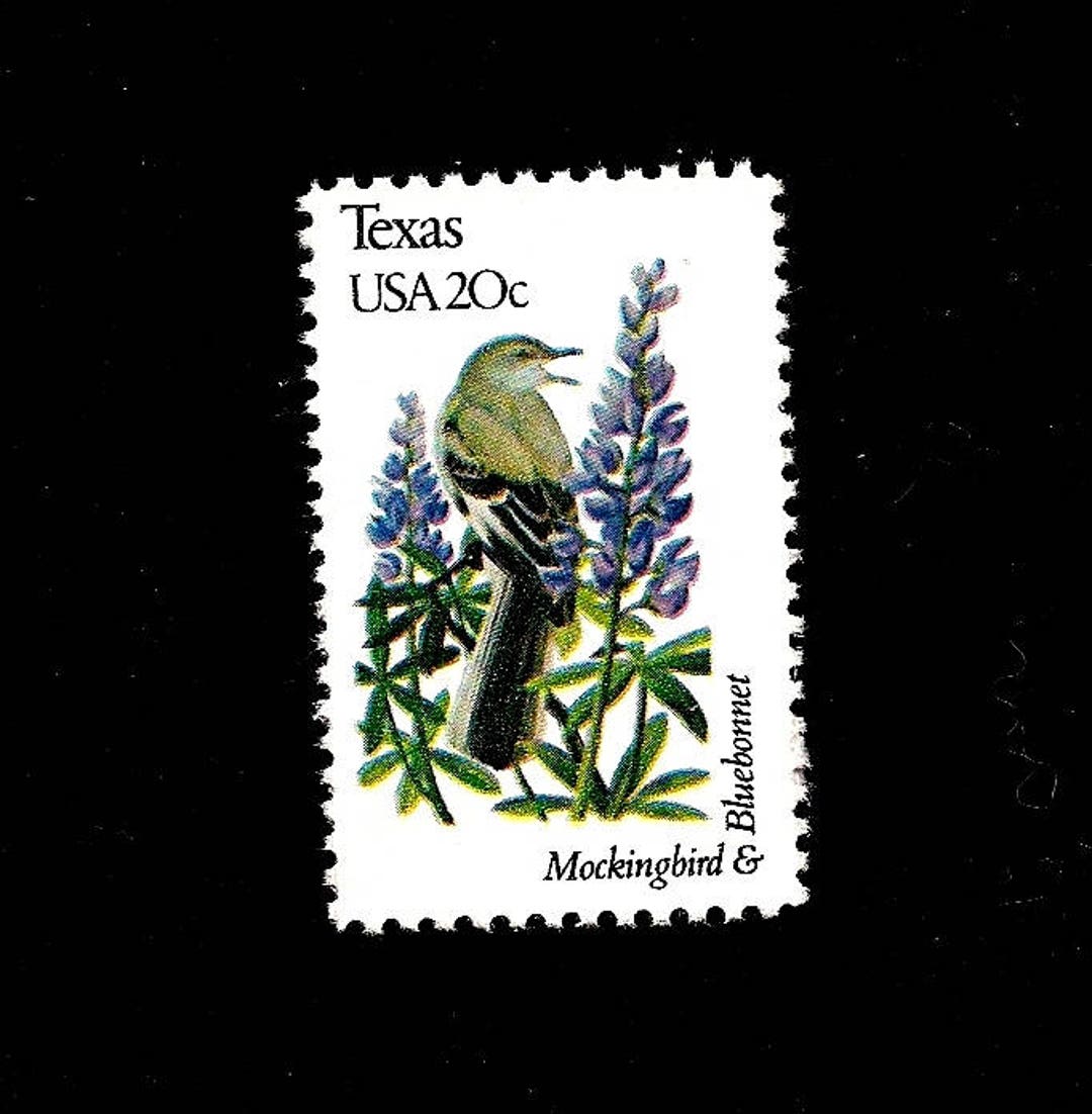 10 Texas Postage Stamps - State Bird and Flower - Pack of (10) Vintage ...