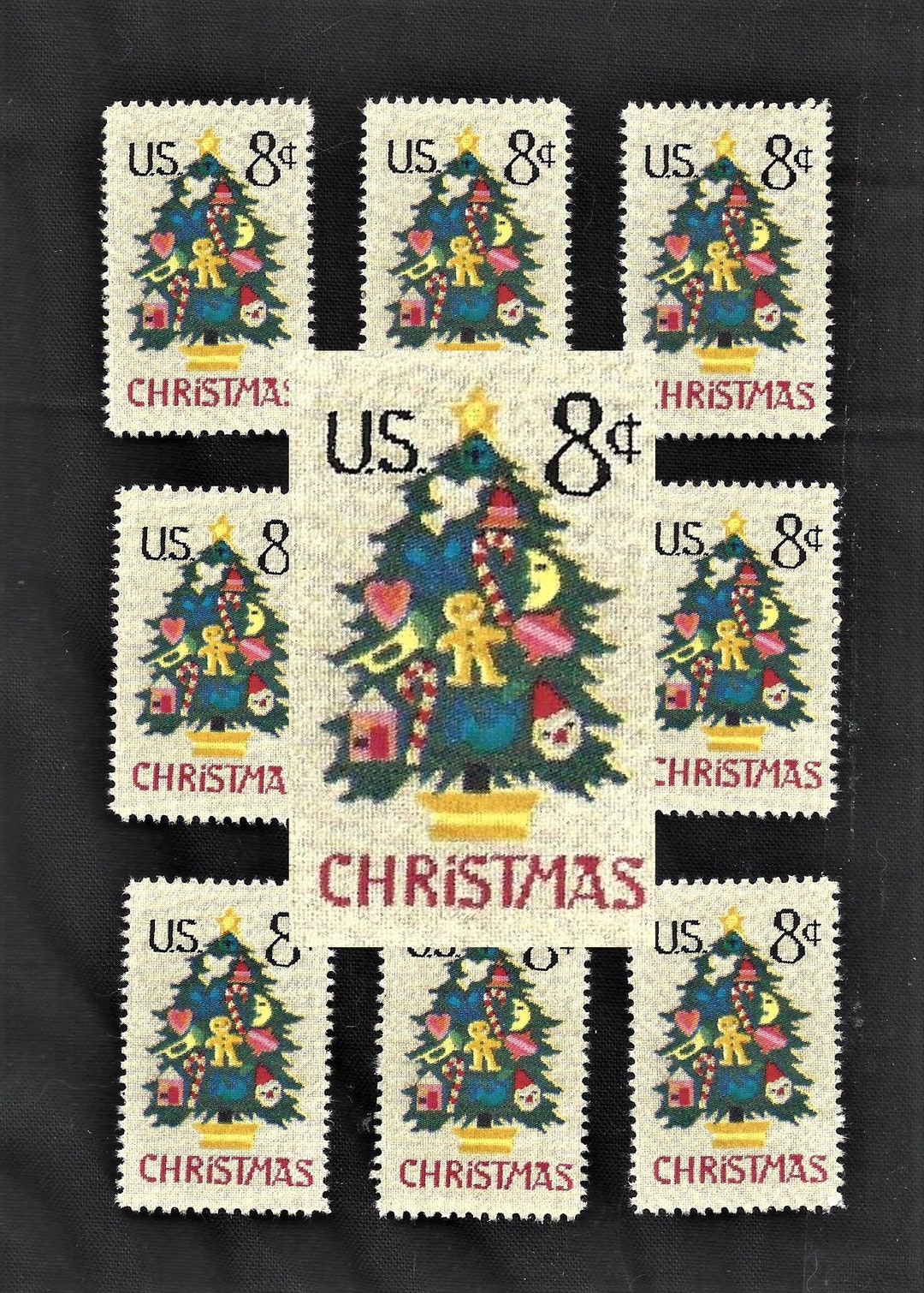 10 Christmas Tree Pack of 10 Vintage issued in 1973 Needlepoint ...