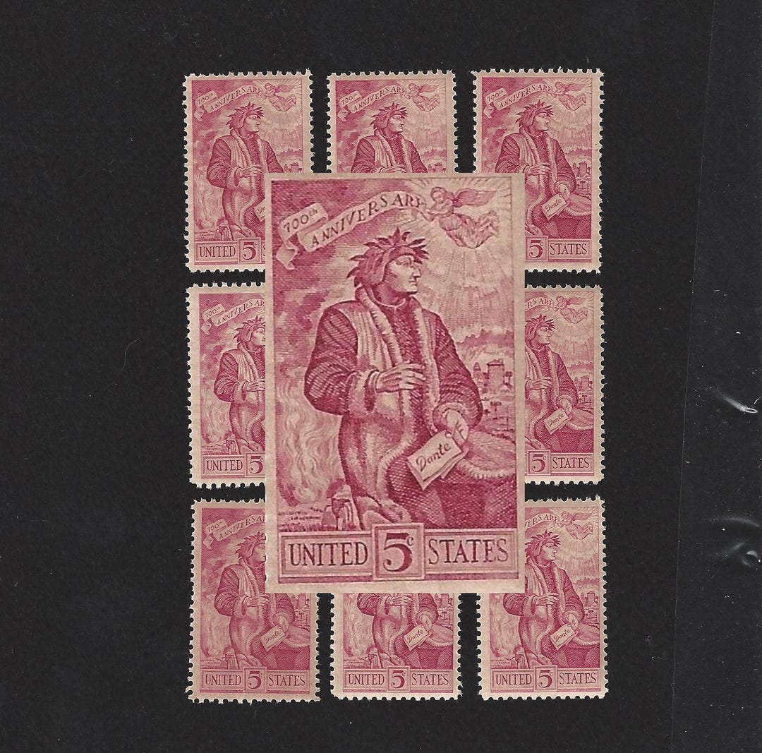 10 Dante Alighieri Postage Stamps - Pack of (10) Vintage (issued in ...