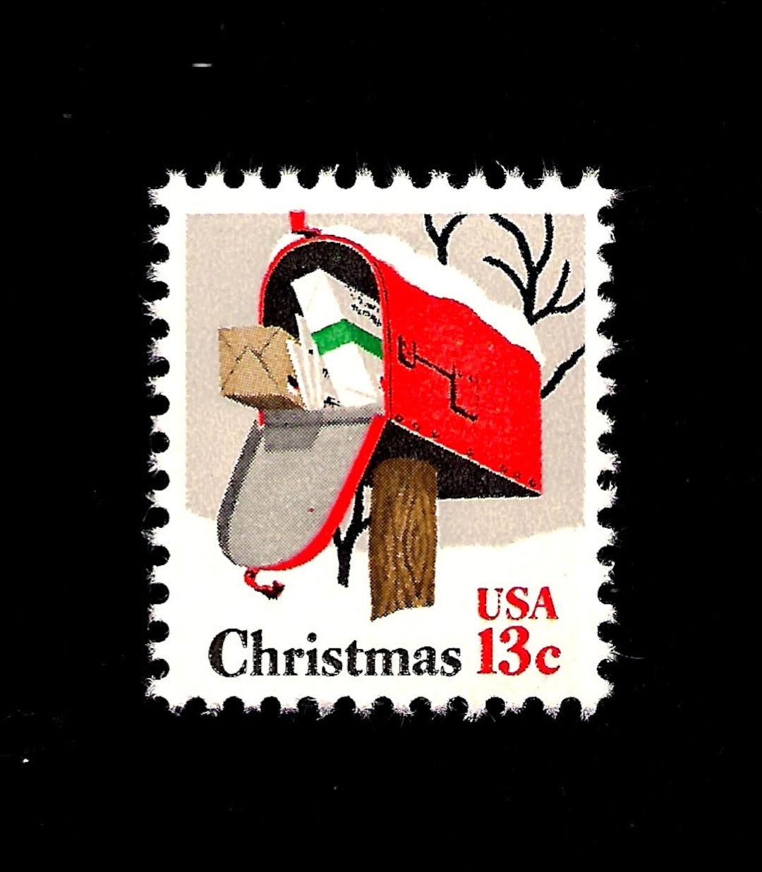 10 Christmas Mailbox Postage Stamps - Pack of (10) Vintage (issued in ...