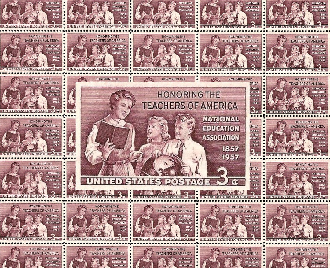 50 School Teachers Postage Stamps - Full Original Sheet of (50) Vintage ...