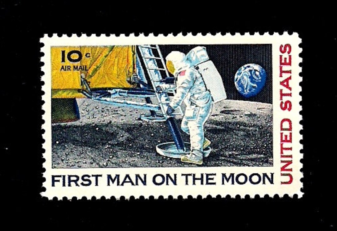 10 First Man on the Moon Postage Stamps - Vintage (issued in 1969 ...