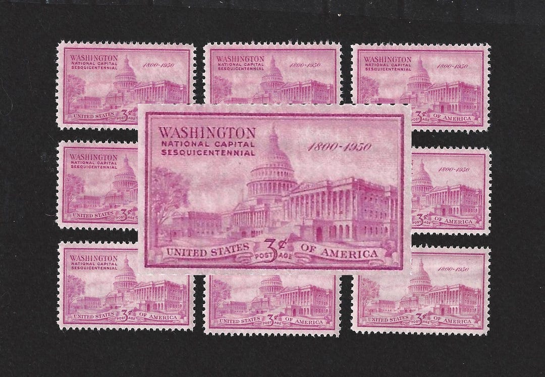 10 National Capitol Postage Stamps - Vintage (issued in 1950) Unused ...