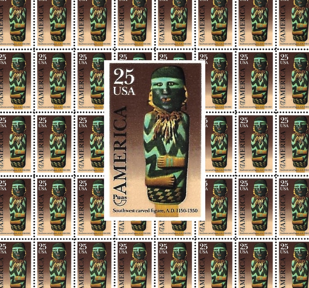 50 Southwest Carved Figure Postage Stamps - Full Original Sheet of 50 ...
