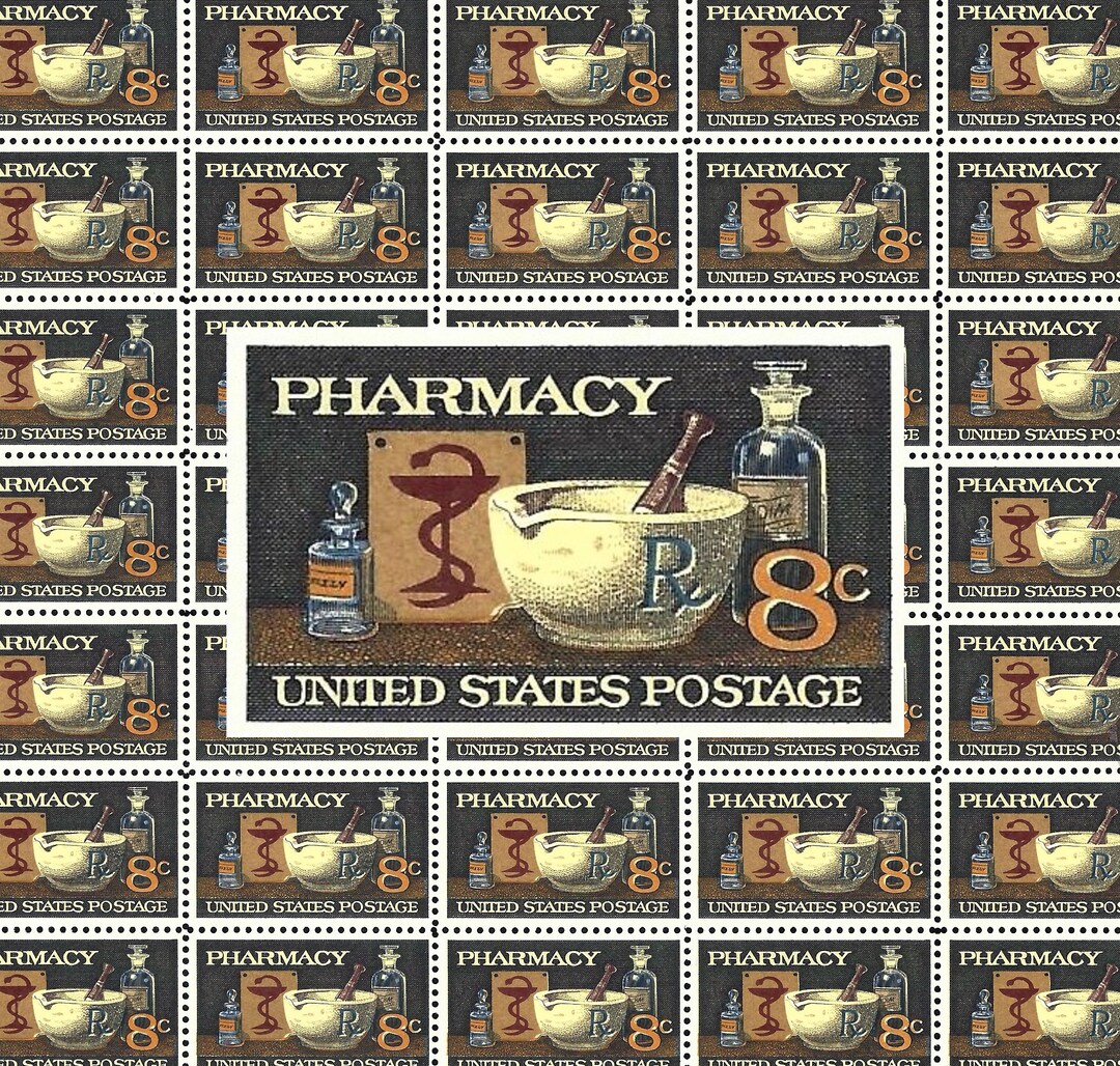 50 PHARMACY - Full Original Sheet of (50) Vintage (issued in 1972 ...