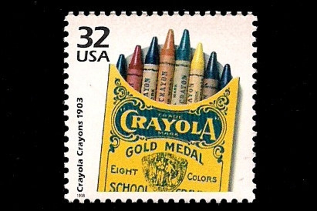 5 Crayola Crayons Postage Stamps - Pack of (5) Vintage (issued 1998 ...