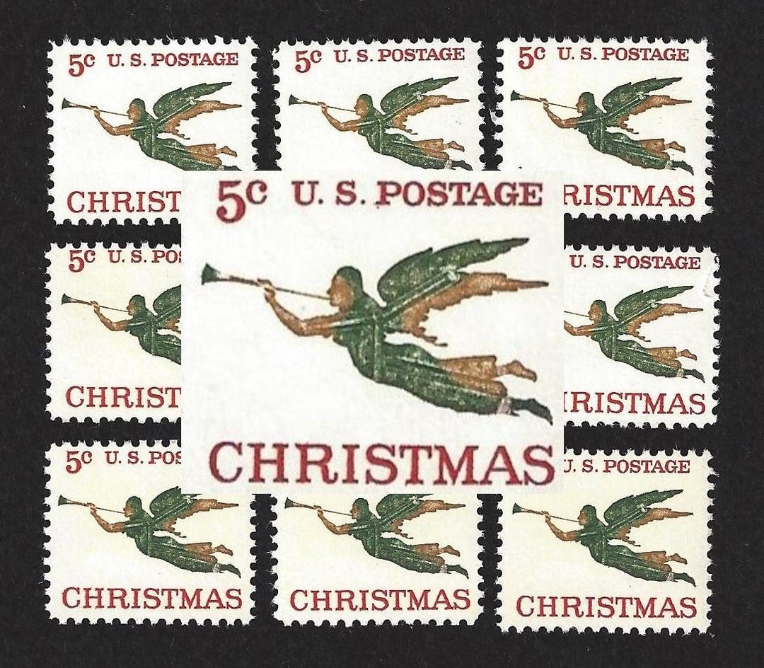 10 Christmas Angel Postage Stamps - Pack of (10) Vintage (issued in ...