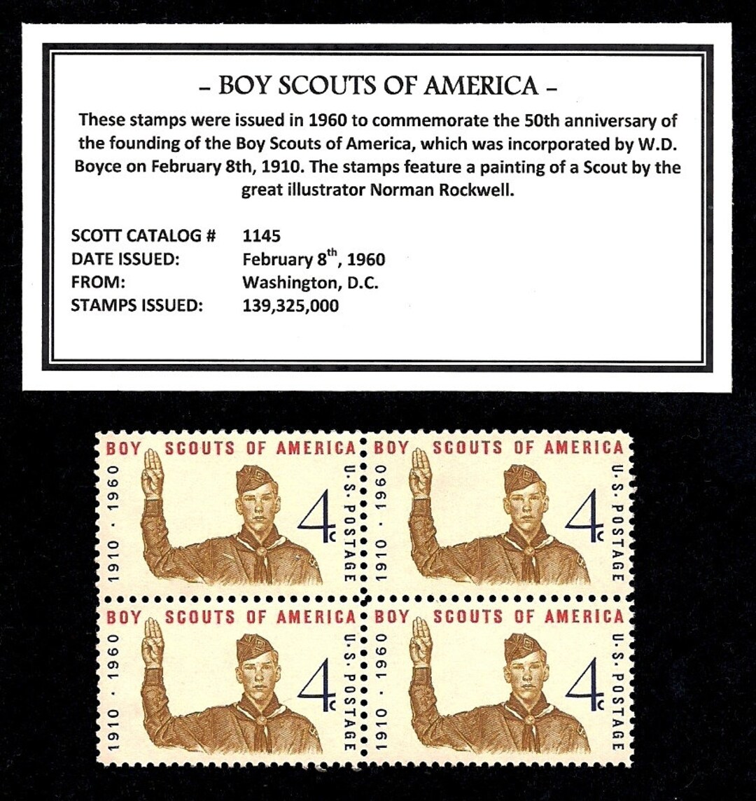 Boy Scouts of America - Block of Four Vintage (issued in 1960) Unused ...