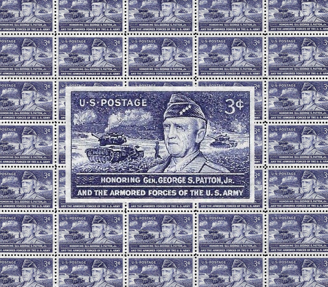 50 General Patton Postage Stamps - Full Original Sheet of (50) Vintage ...