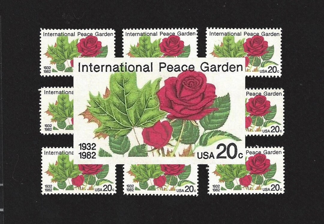 10 Red Rose Postage Stamps - Pack of (10) - Int'l Peace Garden ...