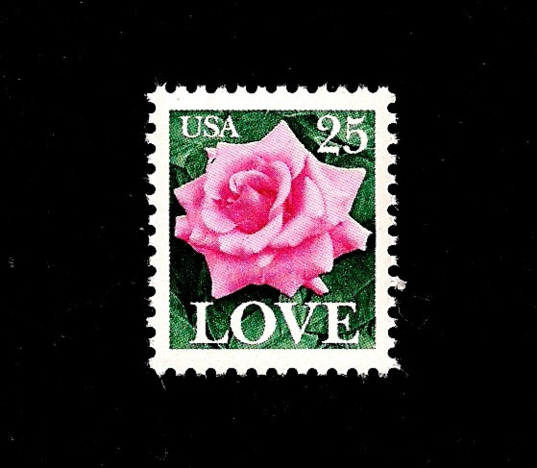 10 LOVE (pink Rose) Postage Stamps - Pack of 10 Vintage (issued in 1988 ...