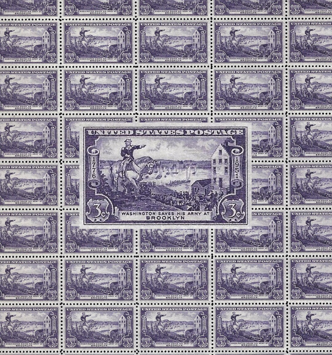 50 Battle of Brooklyn Postage Stamps Full Original Sheet of 50 Vintage ...
