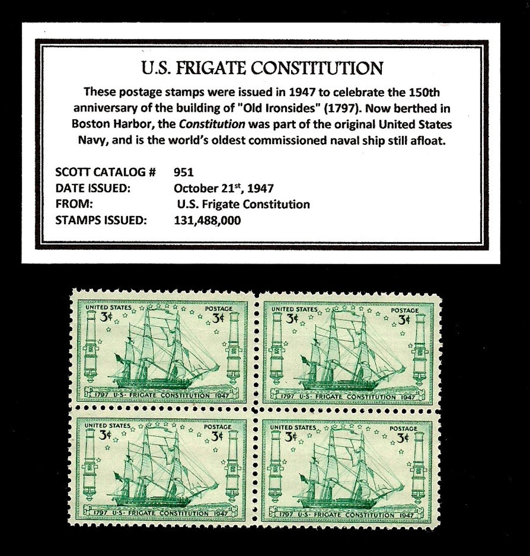 U.S.S. Constitution Postage Stamps - Vintage (issued 1n 1947) Unused ...
