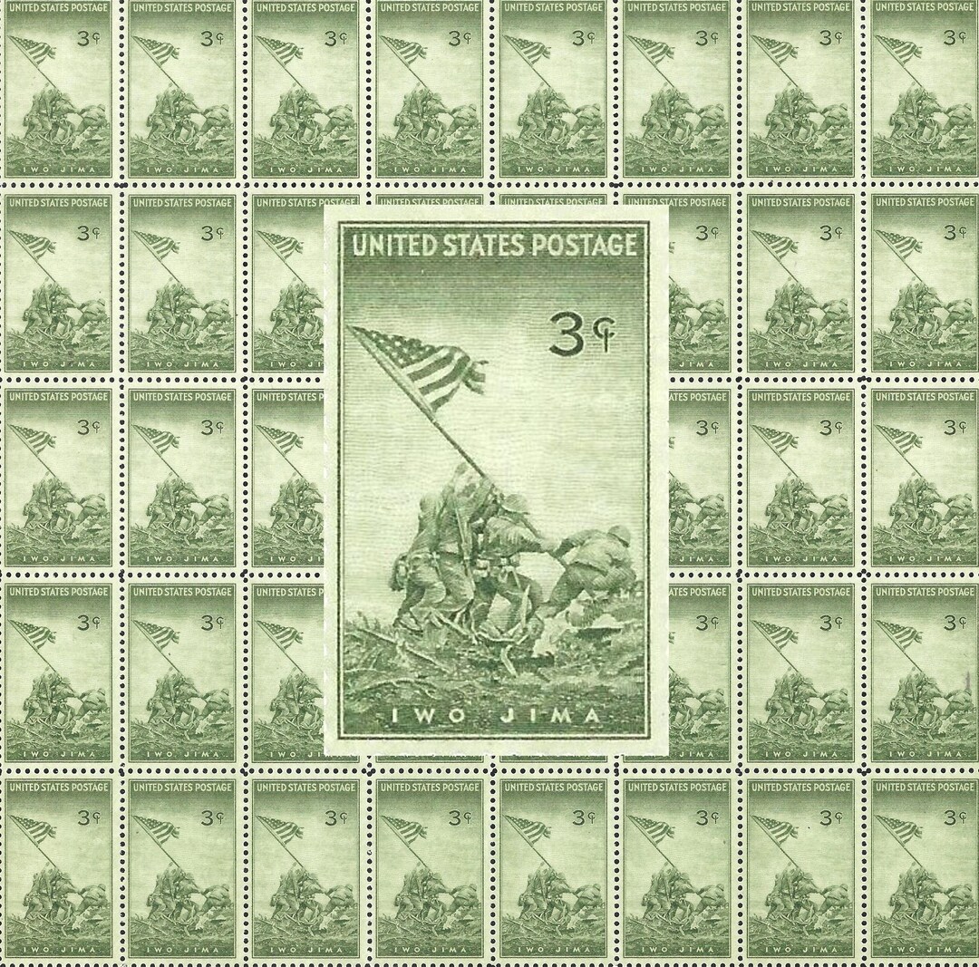 50 Marines Iwo Jima Full Sheet of 50 Vintage issued in 1945 WWII Unused ...