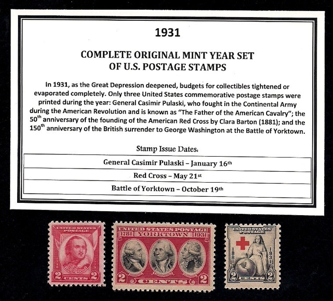 1931 Complete Commemorative Year Set of Vintage Unused Original USPS ...