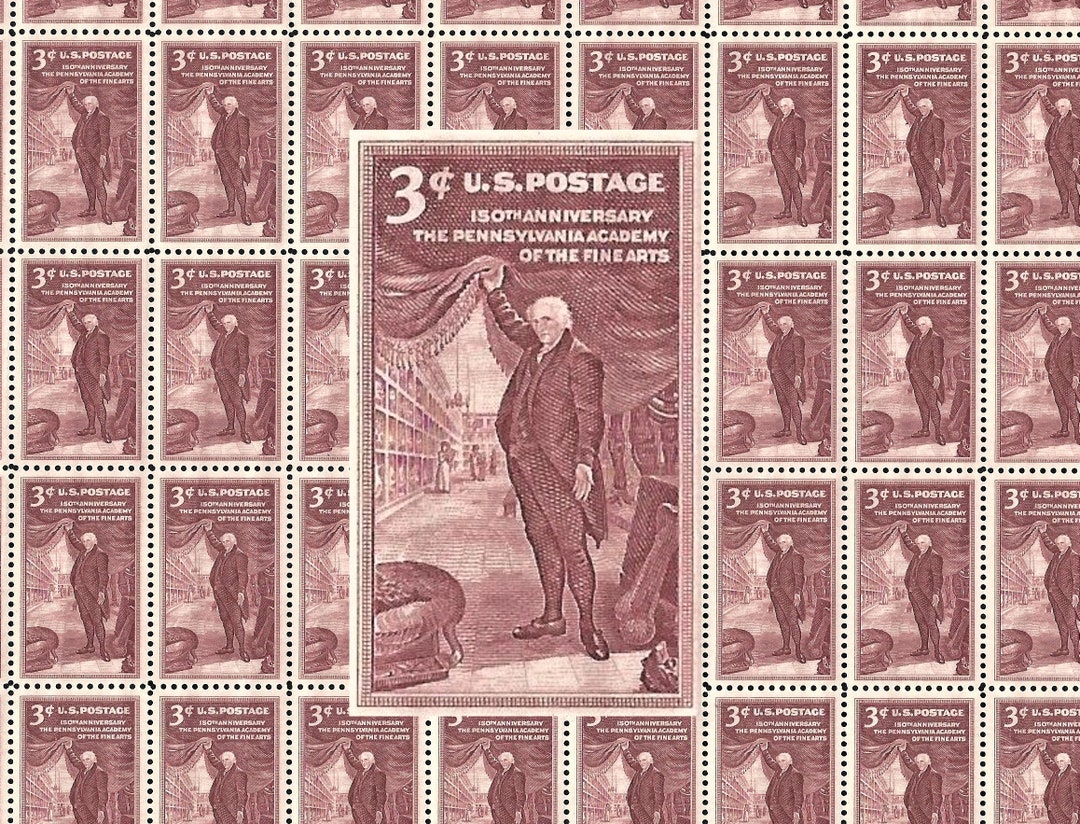 50 Pennsylvania Academy Postage Stamps -full Original Sheet of 50 ...