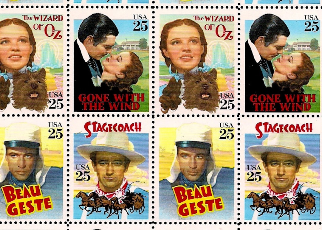 40 Classic Movies Postage Stamps - Full Sheet of (40) Vintage (issued ...