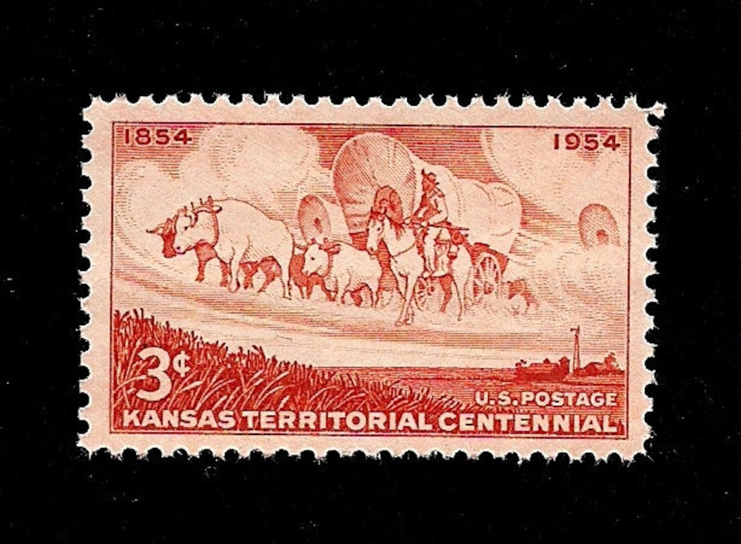 10 Kansas Postage Stamps - Pack of (10) Vintage (issued in 1954) - Kansas Territory - Unused ...
