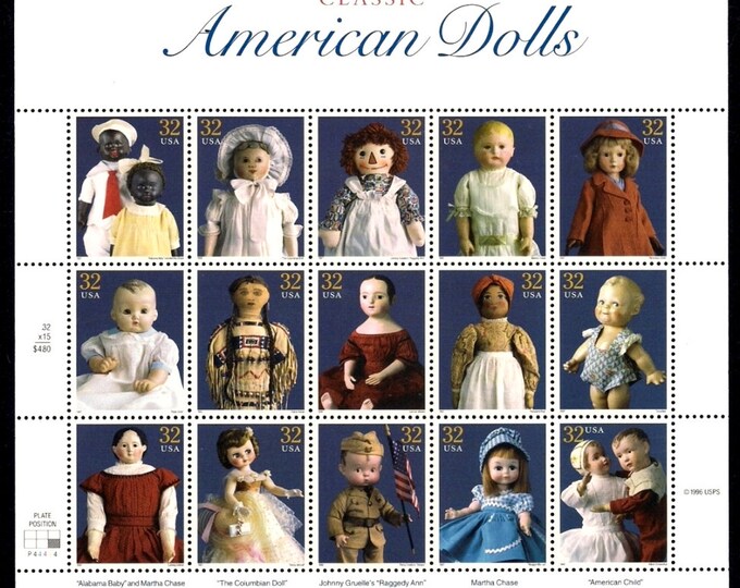 Classic American Dolls Postage Stamps - Full Original Sheet of 15 ...