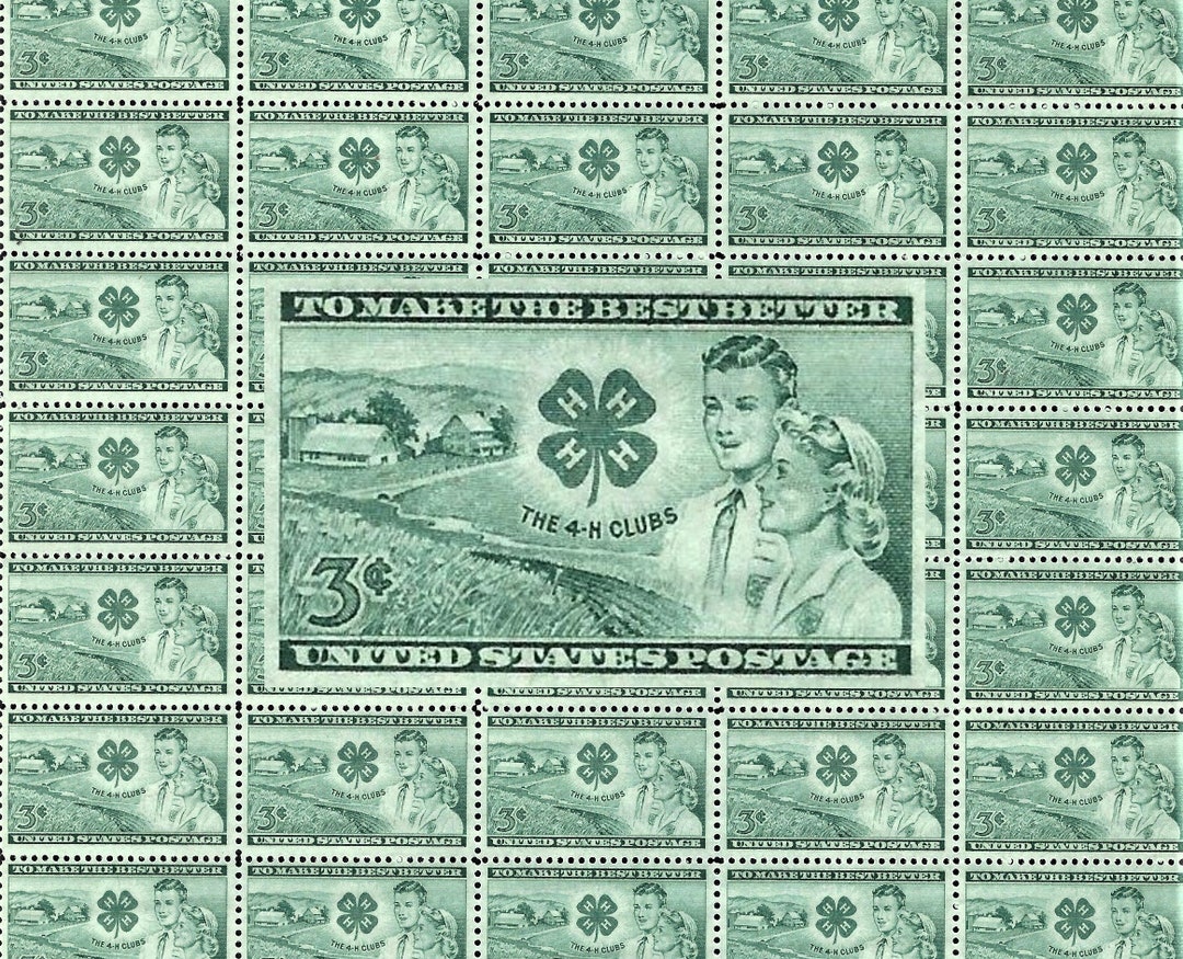 50 4-H Clubs Postage Stamps - Full Original Sheet of (50) Vintage ...