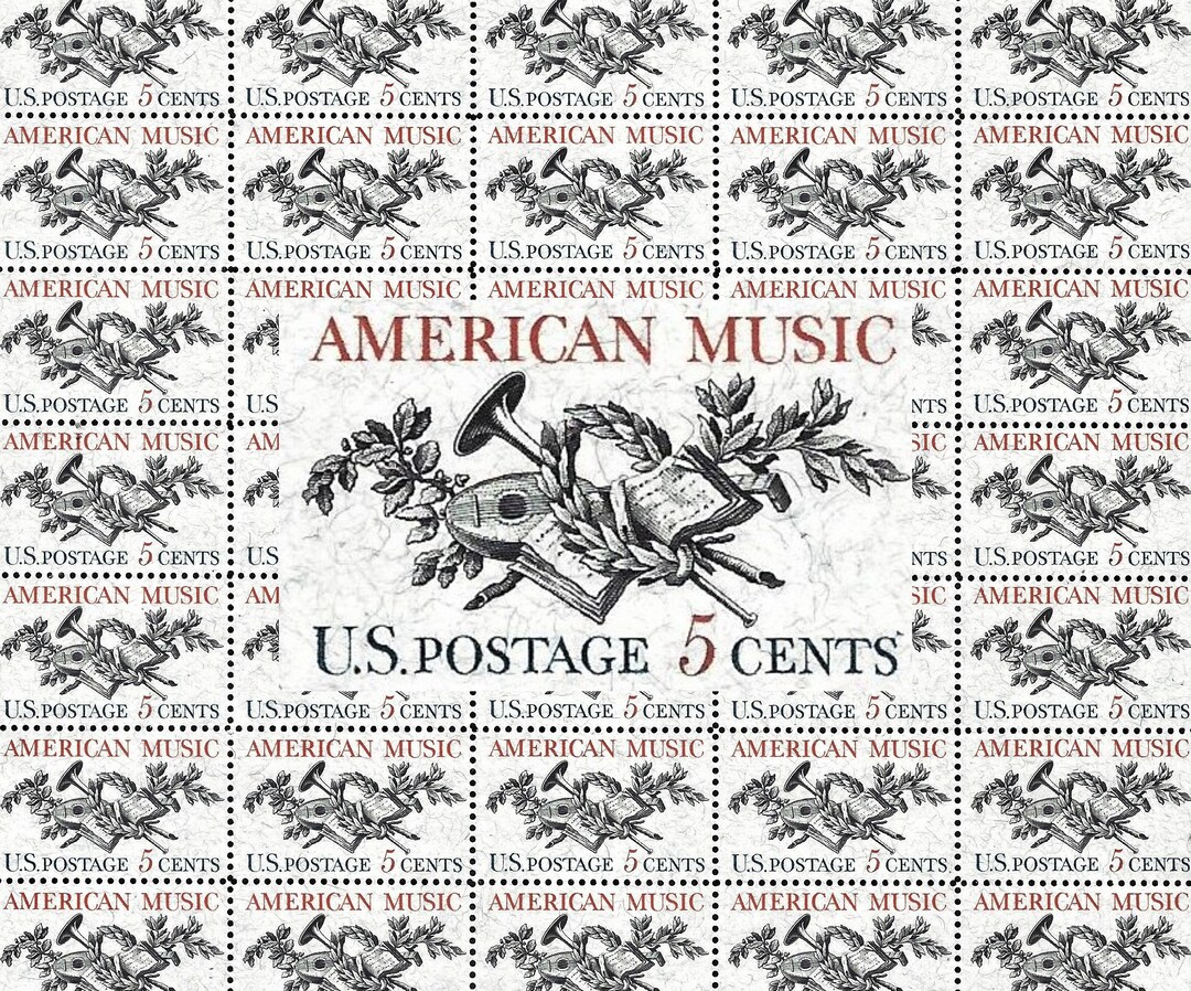 50 American Music Postage Stamps - Full Original Sheet of (50) Vintage ...