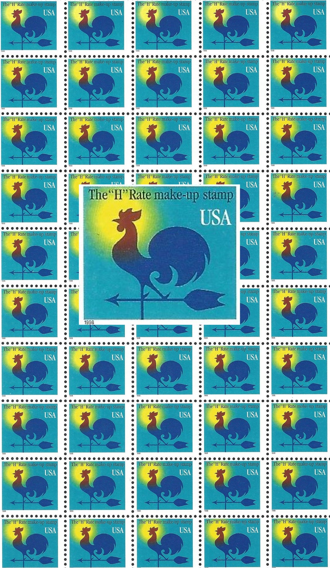 50 Weather Vane Postage Stamps - Full Original Sheet of 50 Vintage ...