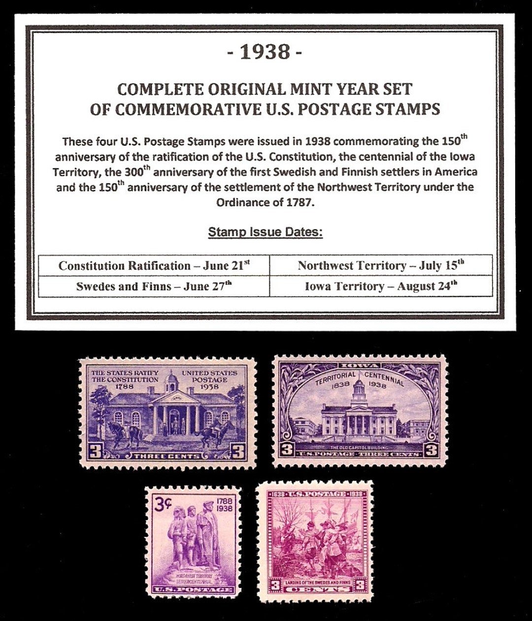 1938 Complete Original Commemorative Year Set of Vintage Unused ...