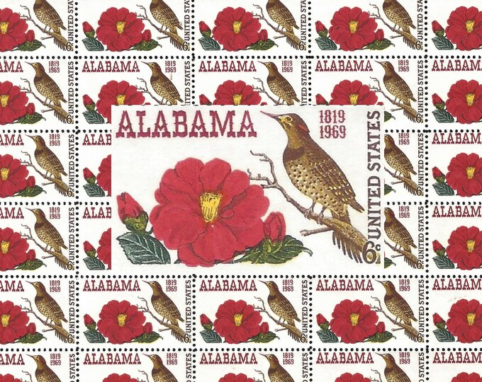 50 ALABAMA - Full Original Sheet of (50) Vintage (issued in 1969 ...