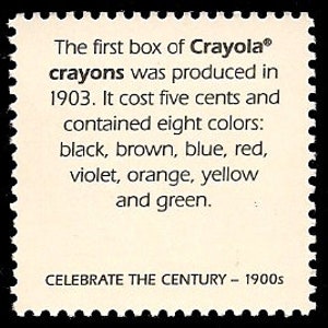 5 Crayola Crayons Postage Stamps - Pack of (5) Vintage (issued 1998 ...