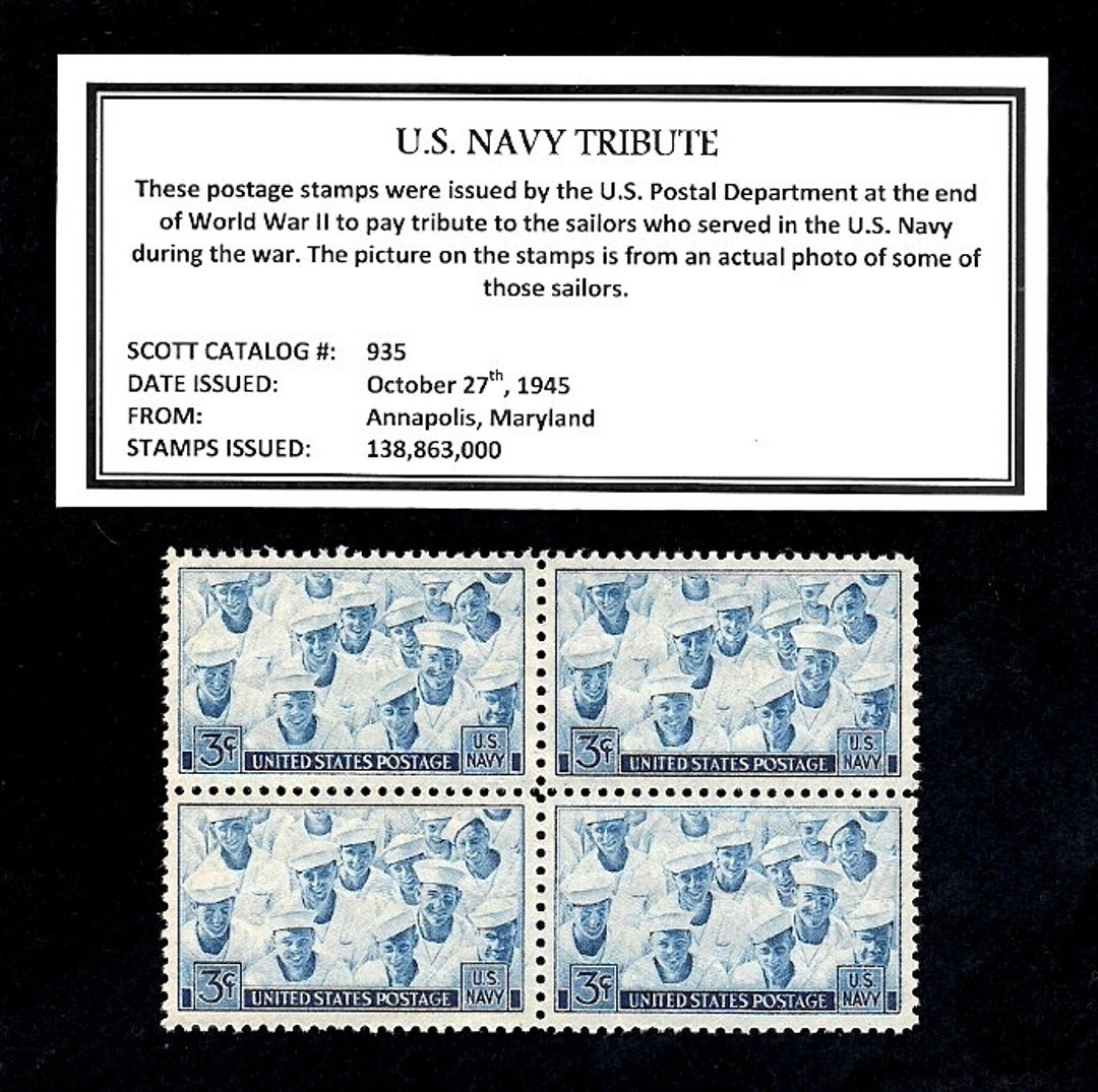 U.S. Navy Vintage issued in 1945 Unused Block of Four Original World ...