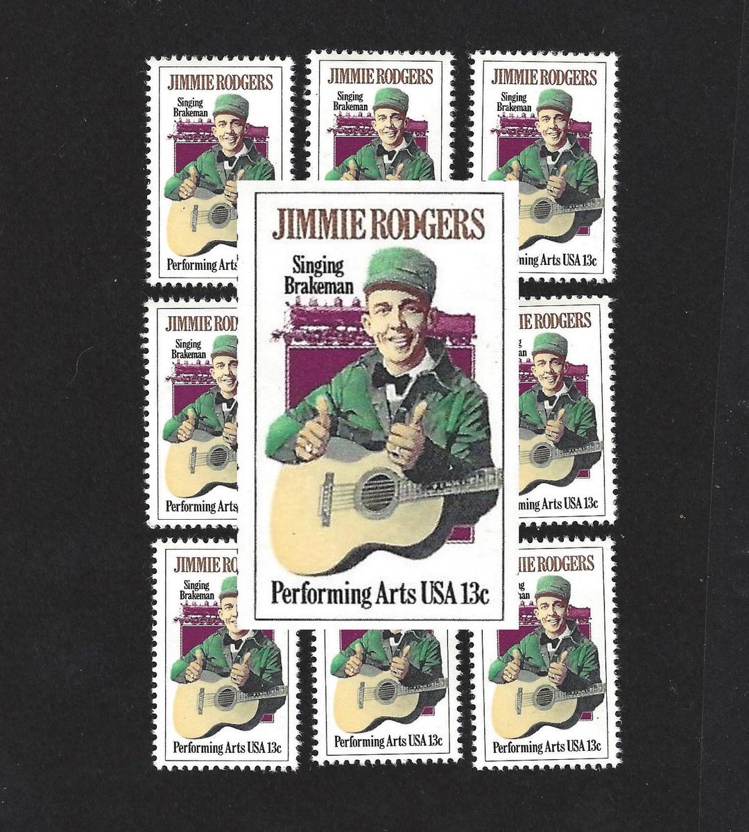 10 Jimmie Rodgers Postage Stamps - Pack of (10) Vintage (issued in 1978 ...