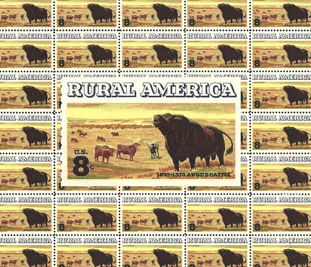 50 Angus Cattle - Full Sheet of (50) - Rural America - Vintage (issued ...