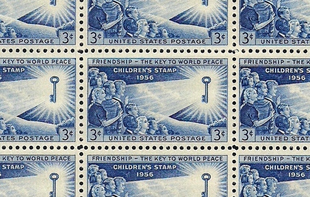 50 Children's Postage Stamps - Full Original Sheet of 50 Vintage ...
