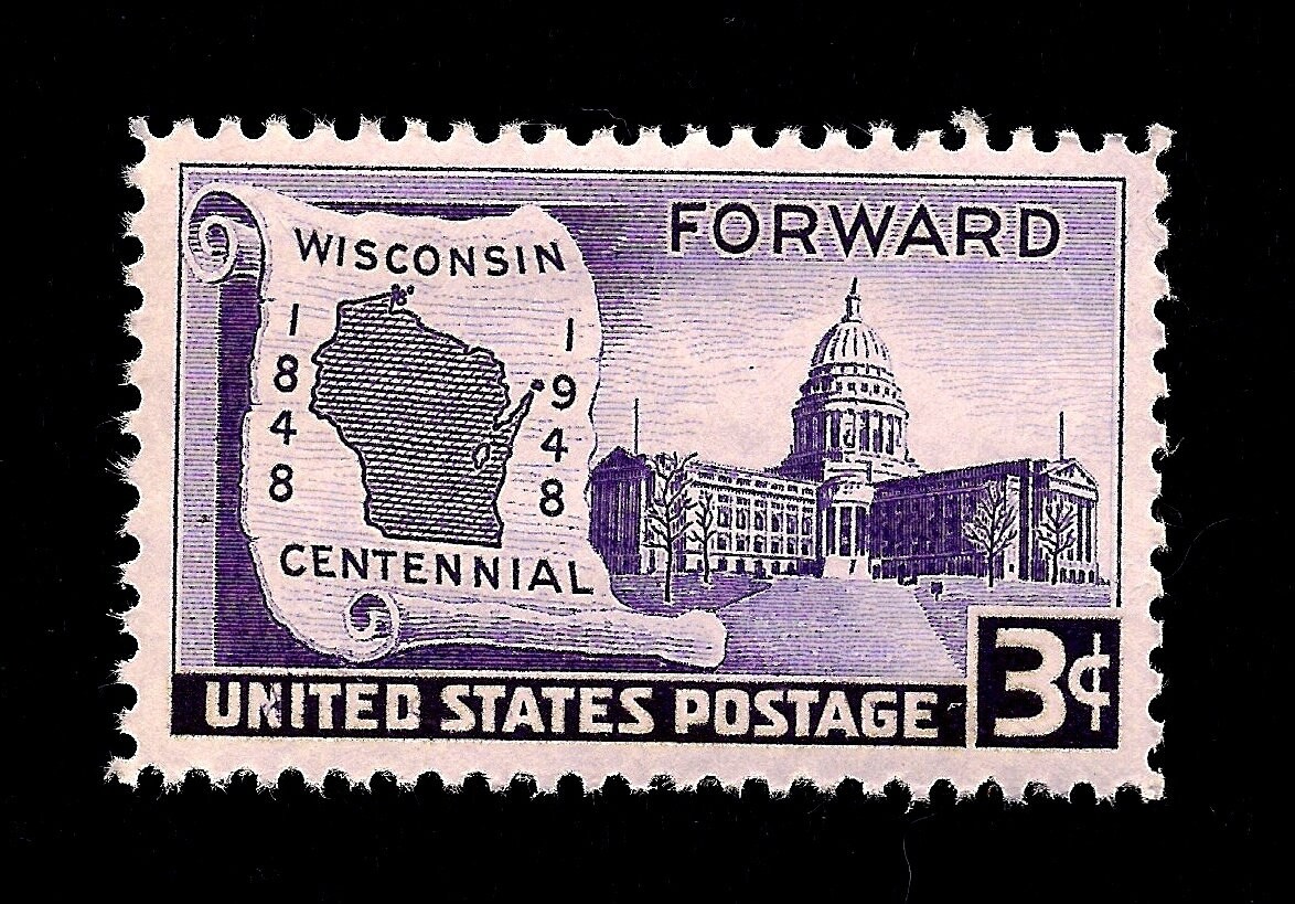 10 Wisconsin Pack of 10 Vintage Issued in 1948 Unused Wisconsin ...