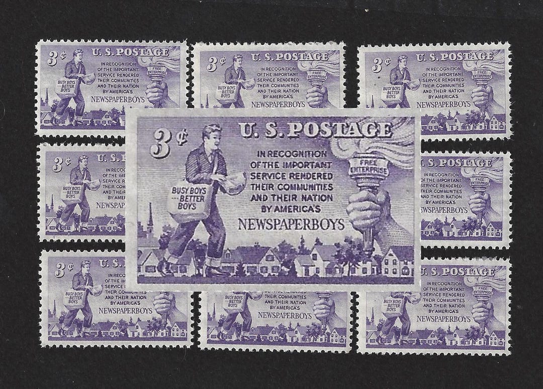 10 Newspaper Boys Postage Stamps - Pack of (10) Vintage (issued in 1952 ...
