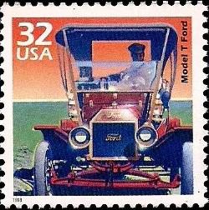 5 Model T. Ford Postage Stamps - Pack of (5) Vintage (issued in 1998 ...