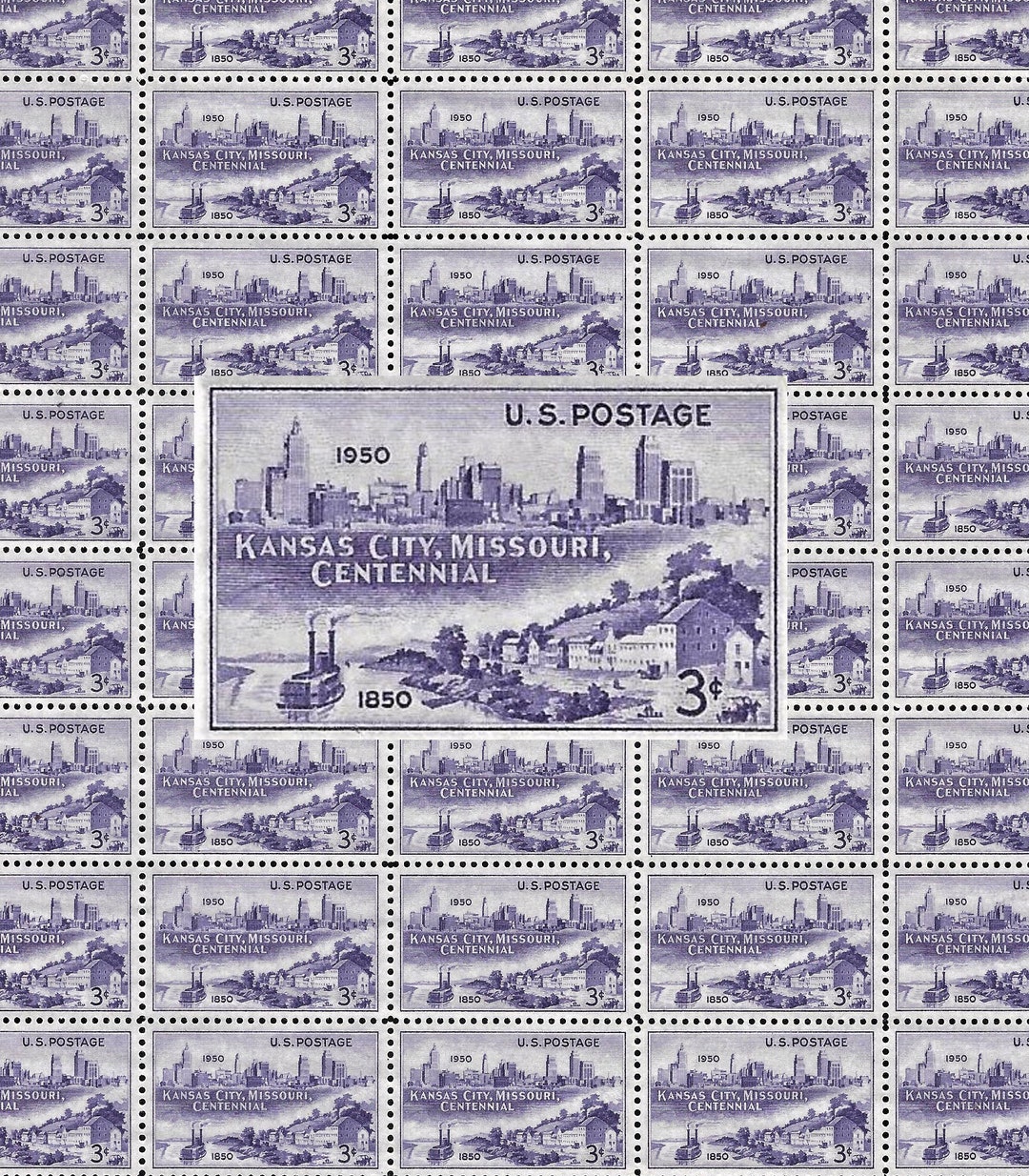 50 Kansas City Missouri - Full Original Sheet of 50 Vintage (issued in ...