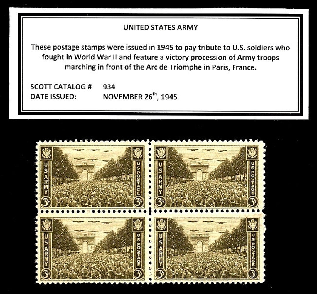 U.S. Army Postage Stamps - Vintage (issued in 1945) Unused Block of ...