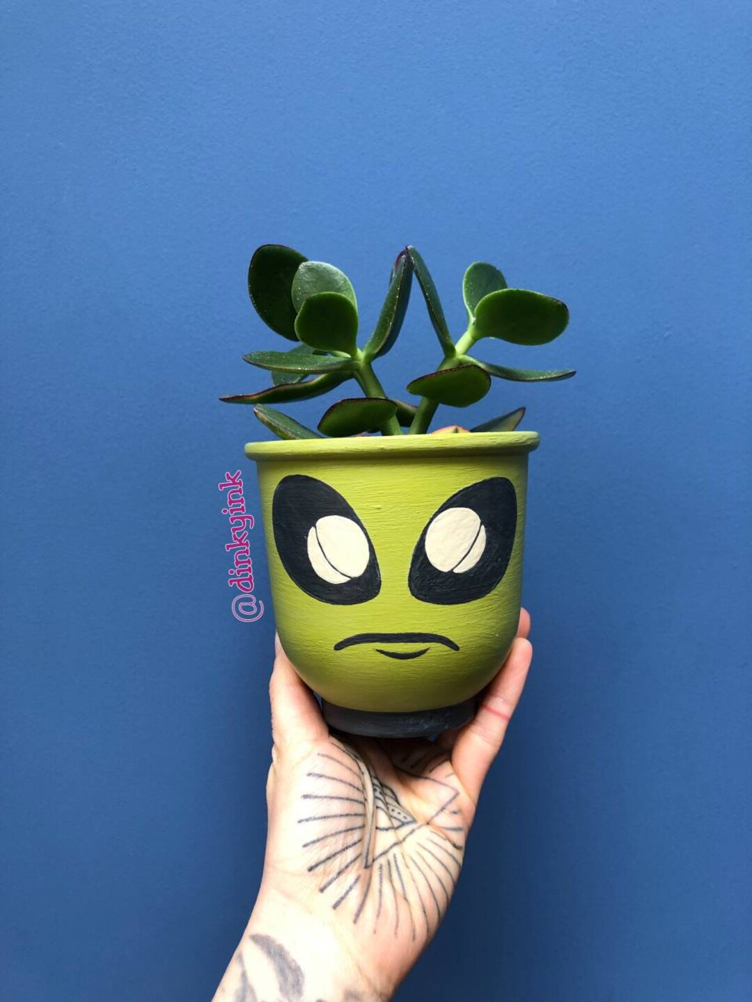 Unique Hand Painted Grumpy Little Alien Head Planter Plant Pot by ...