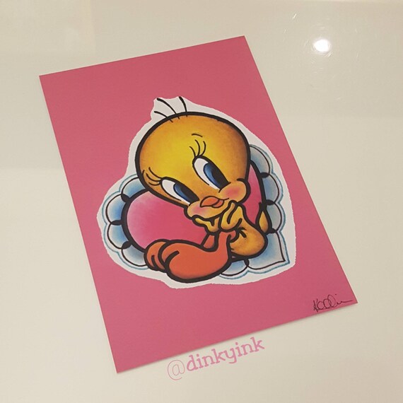 Sweetheart Tweety Bird / Sweety Tweety Dinky A6 Art Print by | Etsy